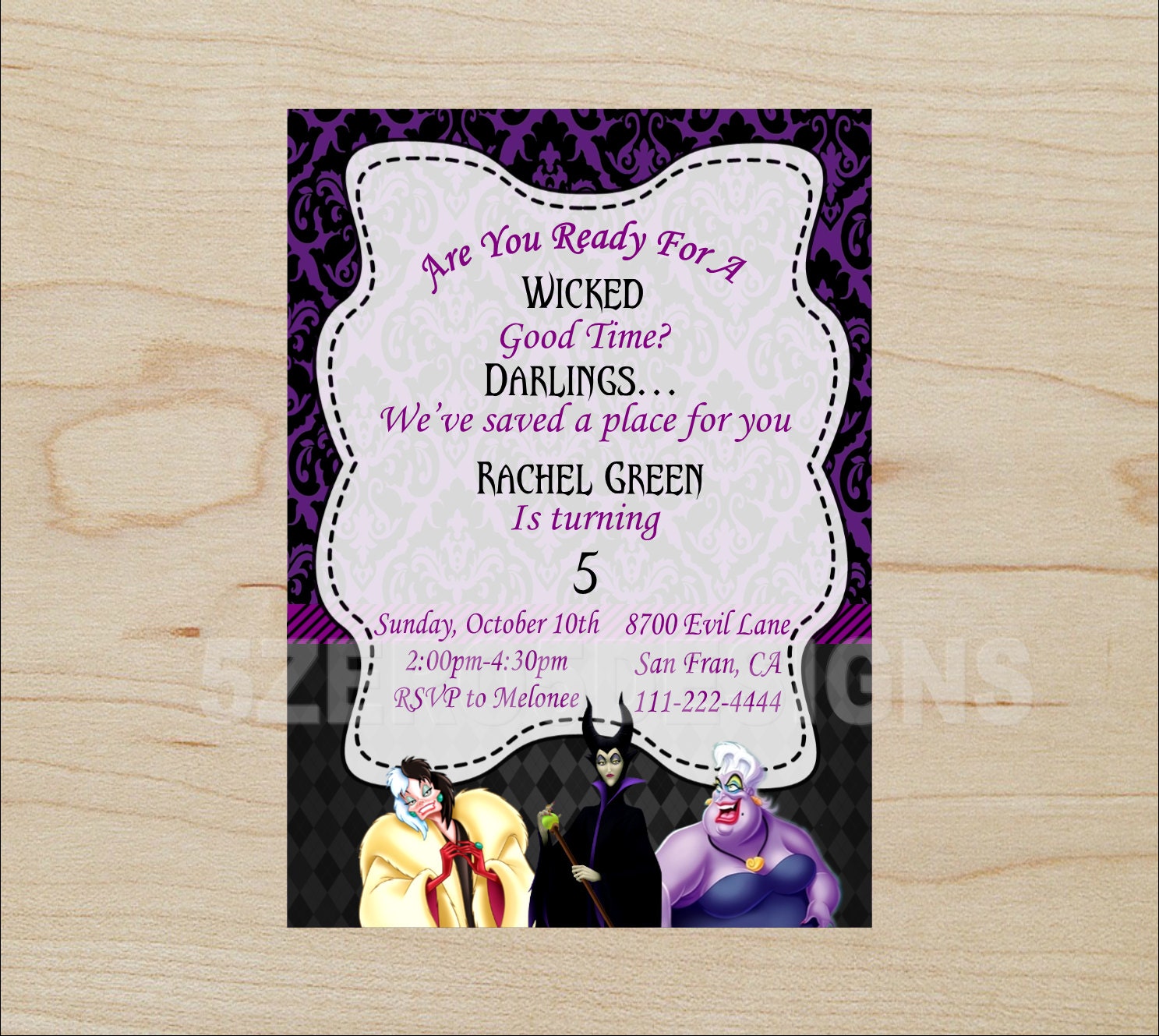 Disney Villain Invitation Disney Villain party Disney