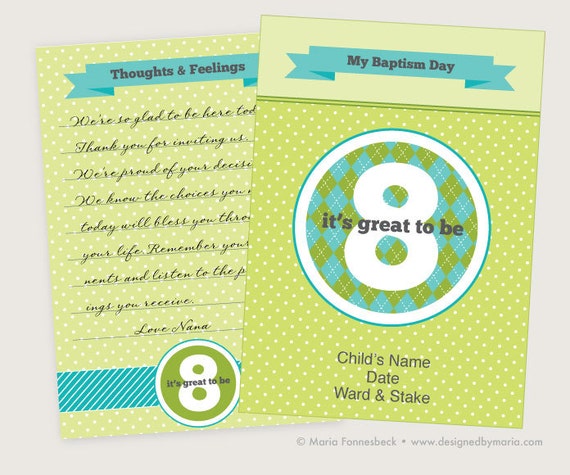 LDS Baptism Testimony Cards Printable with Cover: Boy Design
