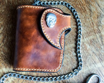 Leather biker wallet | Etsy