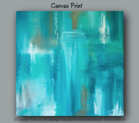 Large Wall Art Teal Abstract Canvas Art Print Teal Home
