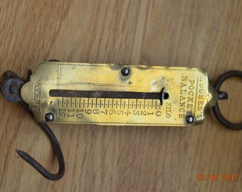 Salter Fish Scale 50 LB Made in England Brass Pocket Balance