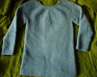 Viking Brown White Wool Sweater / Nalbinding Knit Crochet