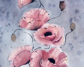Poppy painting | Etsy