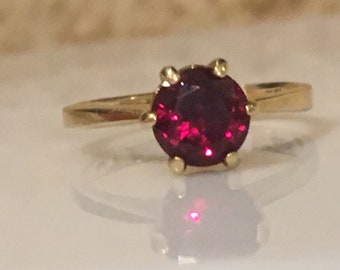 Ruby solitaire ring | Etsy