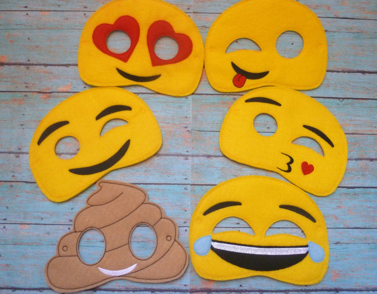 Emoji Masks Party Emoticons Happy Laughing In Love Poop