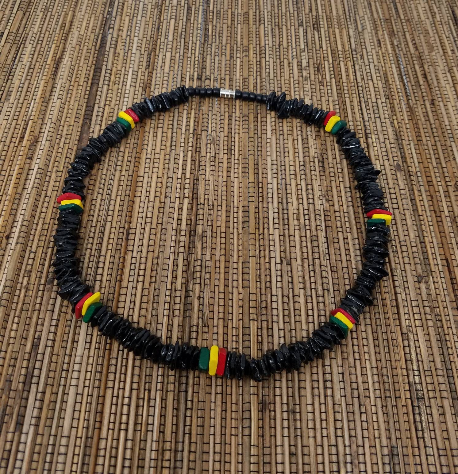 Black Puka Necklace Rasta Necklace Jamaican Style Rasta