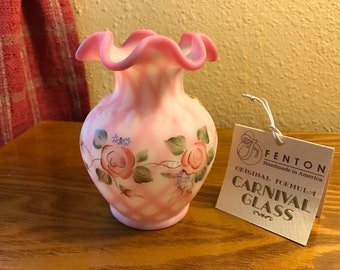 Hand painted fenton vase | Etsy
