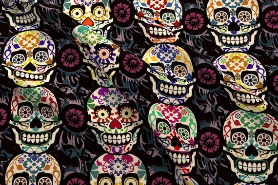 Colorful Calaveras Fabric Sweet And Happy Calaveras By