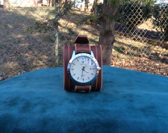 Leather cuff watch | Etsy