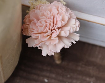 Blush pink boutonniere Blush pink and marsala wedding