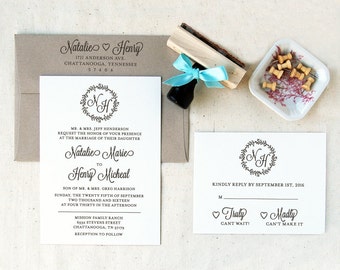 Wedding Invitation Stamp Suite 1 Calligraphy Floral
