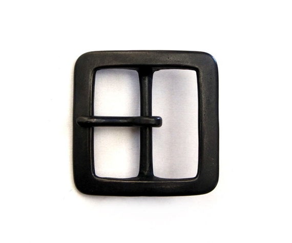 Matte Black Brass Square Buckle Solid Single Double Prong
