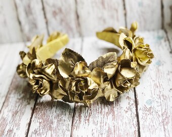Gold flower crown | Etsy