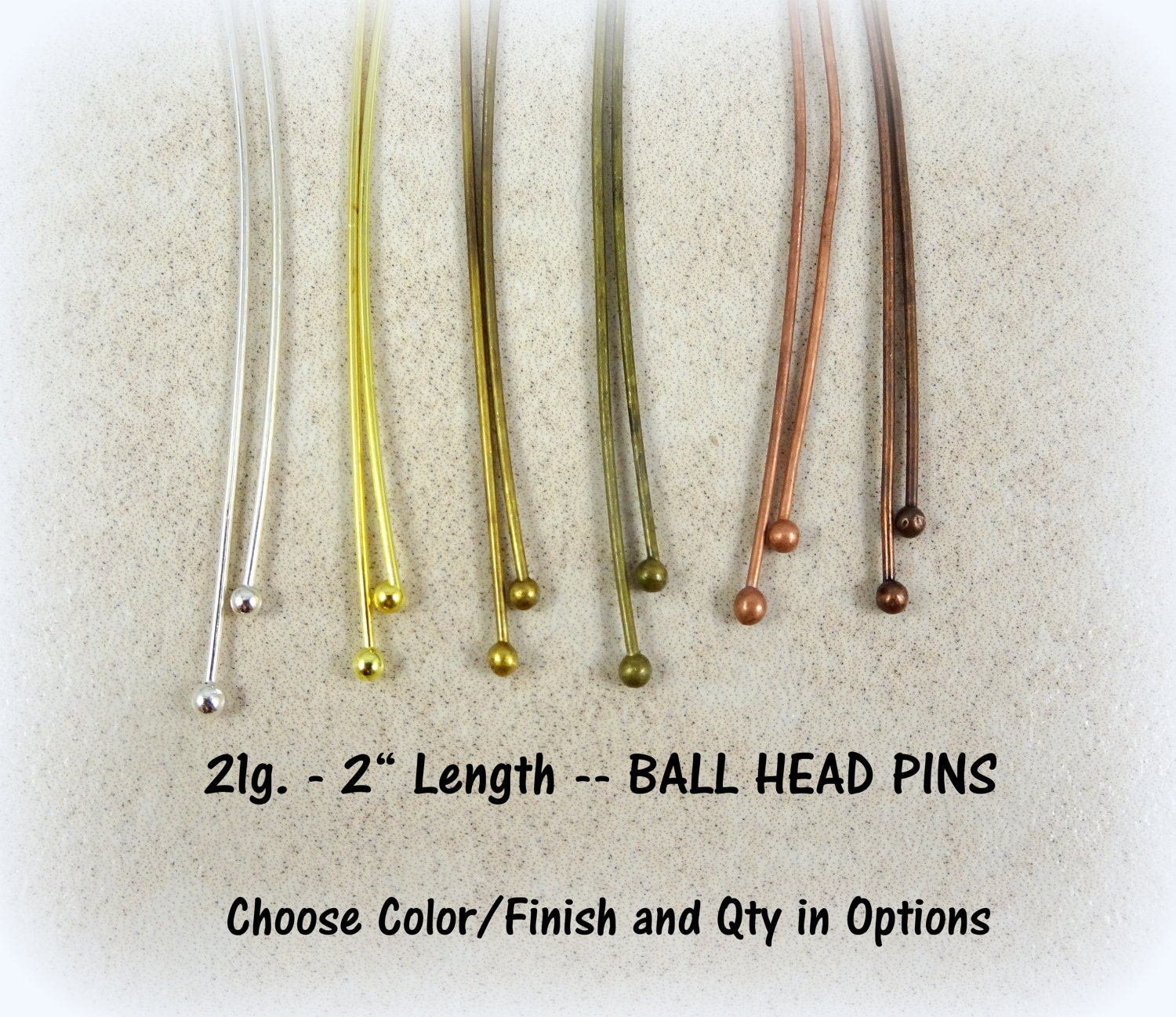 Ball Head Pins 21 gauge Headpin with Ball Silver Brass