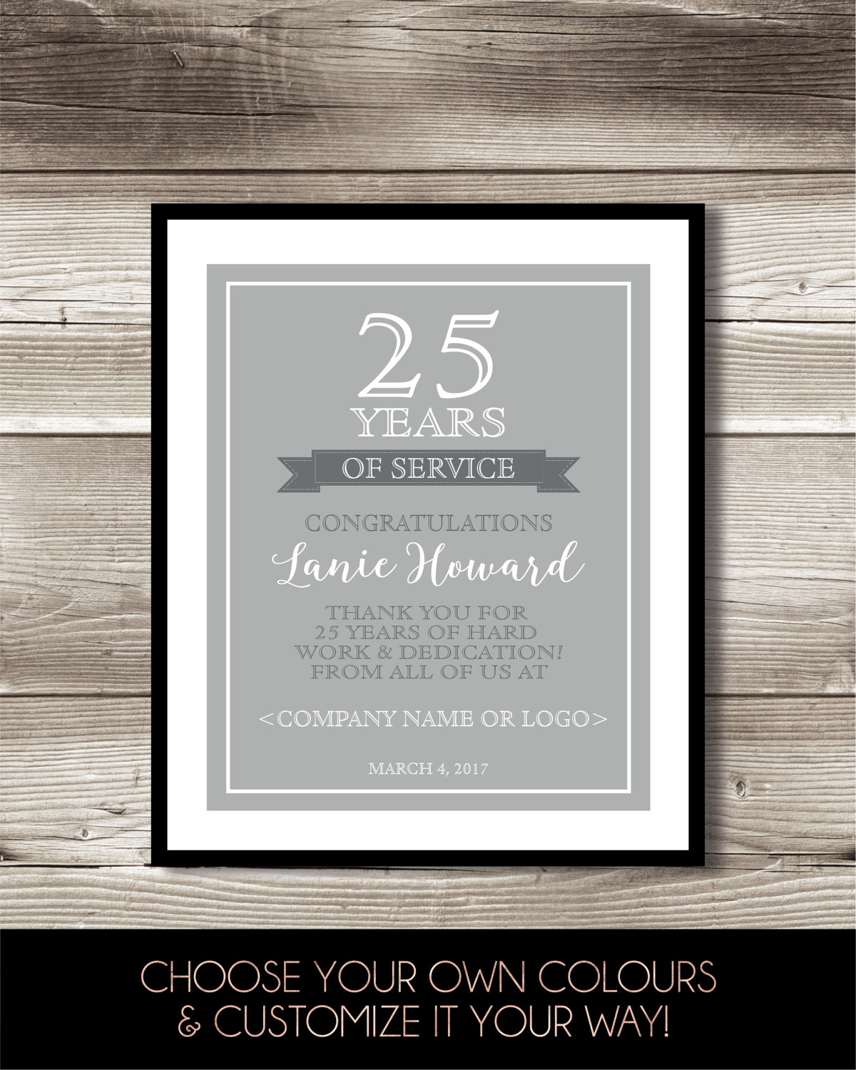 25 Year Work Anniversary Print 25th Work Anniversary digital