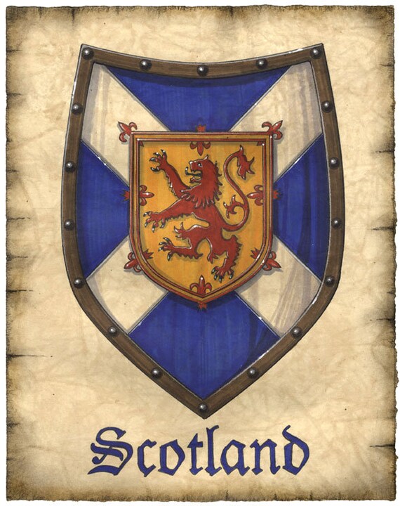 Scotland Crest Artwork 8 x 10 Scottish Flag