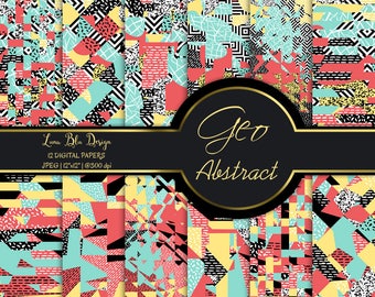 Stylish digital paper modern abstract geometric seamless