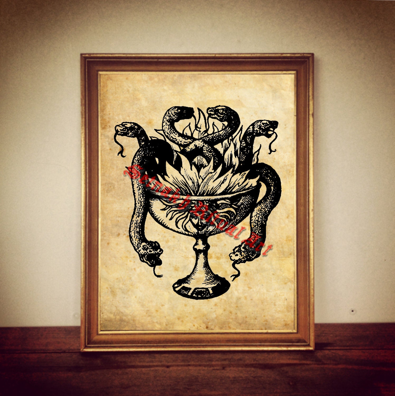 Chalice of snakes print magic illustration occult poster