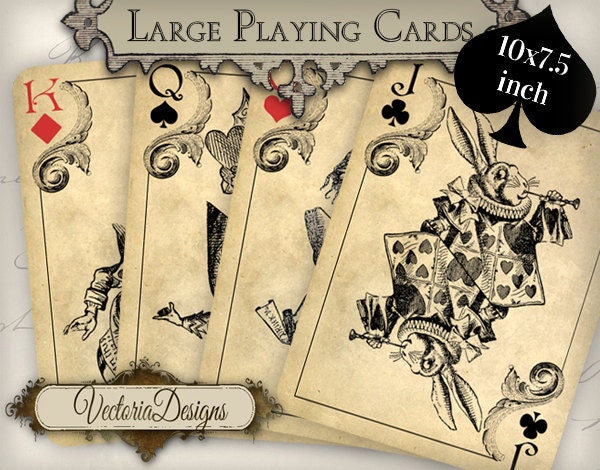 Printable Alice in Wonderland Playing Cards wall art printable