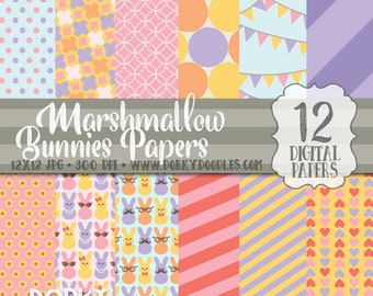 Easter Digital Paper Pack Cute Easter Bunnies Paper girl and