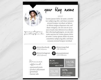 Cute One-Page Media Kit Template Press Kit Pastel Black