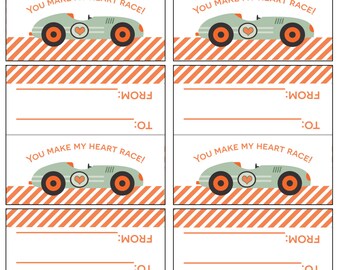 Race Car Valentines How You Roll Valentine Bag Toppers