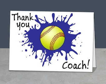 PRINTABLE Team Thank You Card for Softball Coach Instant
