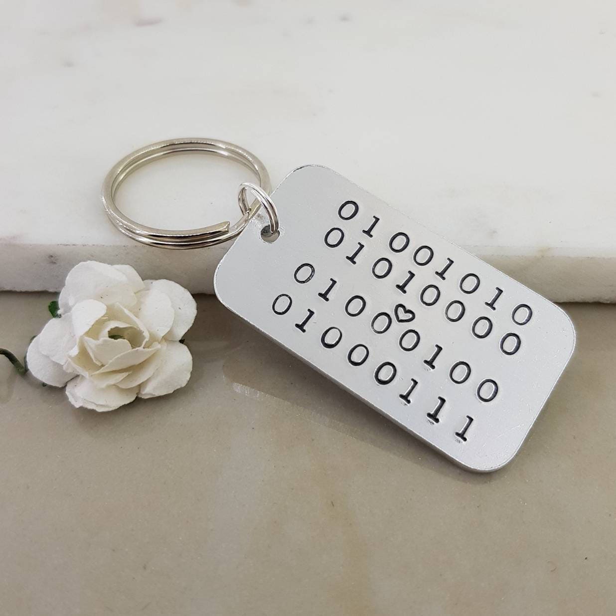 binary code key chain keyring love in binary geek present nerd