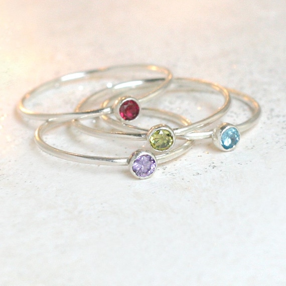 birthstone ring. ONE stackable birthstone gemstone ring.