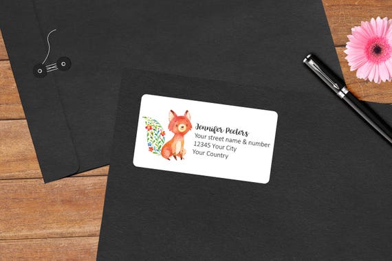 Joyful Fox 24 Return Address labels stickers