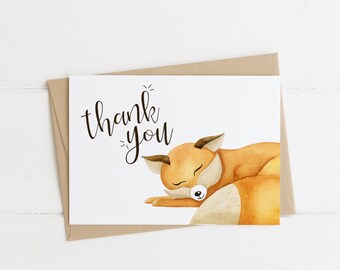 Fox thank you card | Etsy