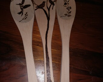Wood burned spoons | Etsy