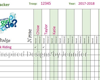 Junior Girl Scout Badge/Award Tracker Instant Download