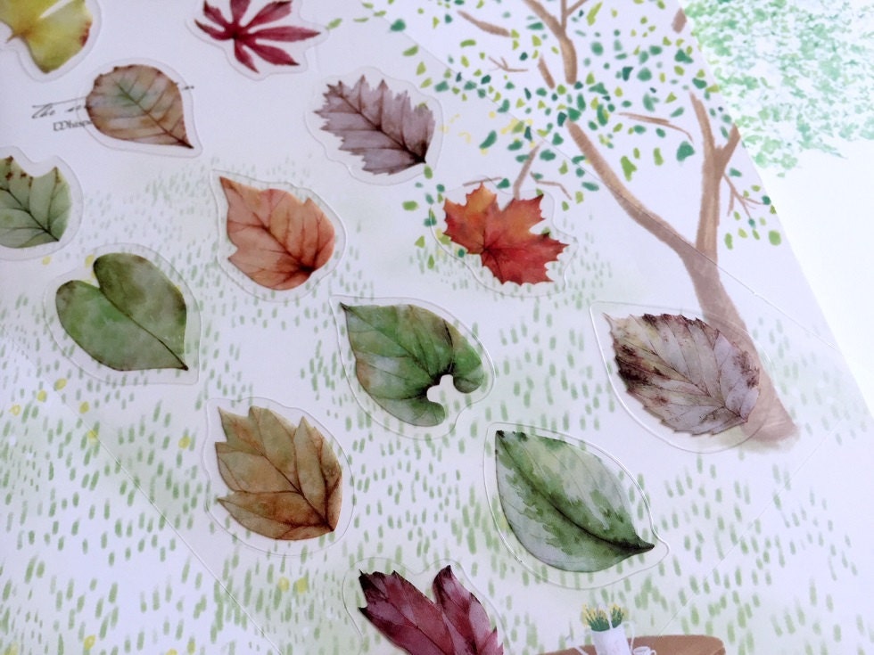 Autumn fall leaves sticker colorful leaf fallen leaf beautiful