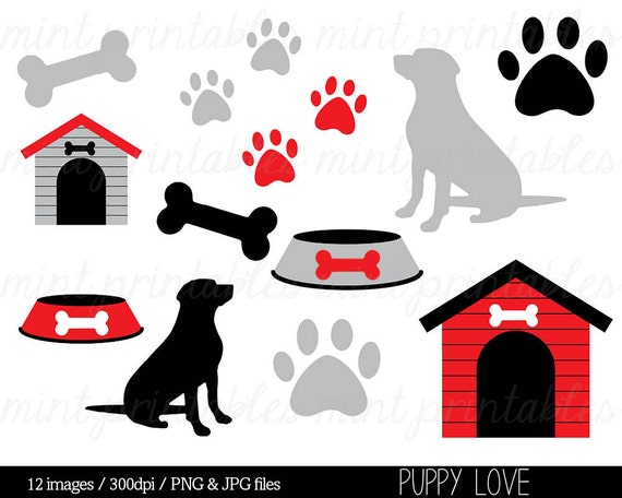 Digital Dog Clipart Clip Art Animal clipart Puppy Pets Paw