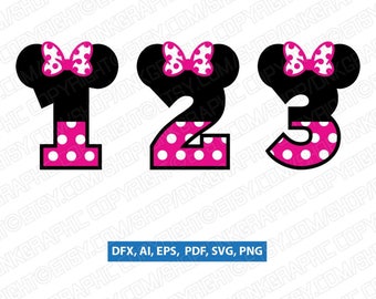 Minnie mouse numbers | Etsy