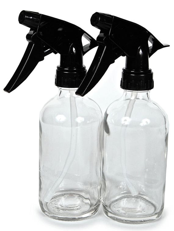 2 New High Quality 8 oz Clear Glass Trigger Sprayer Bottles