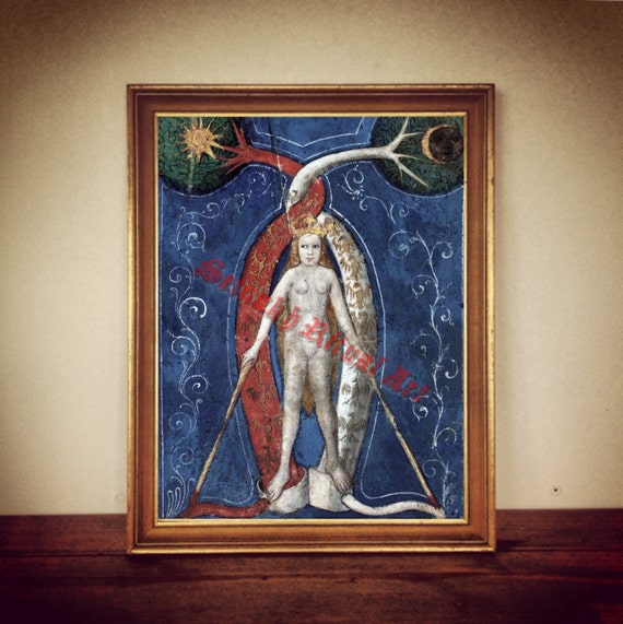 Alchemy Occult Sun and Moon print alchemical illustration
