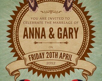 Retro wedding invite | Etsy