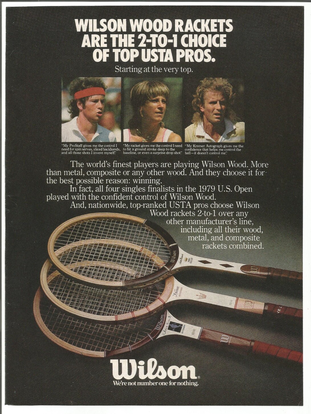 1980 Advertisement Wilson Tennis Rackets Sports John McEnroe