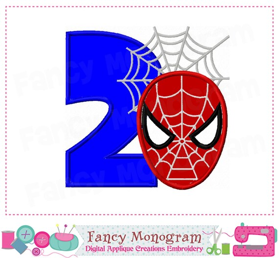 Spiderman Number 2 appliqueBirthday number 2 appliqueMy 2nd