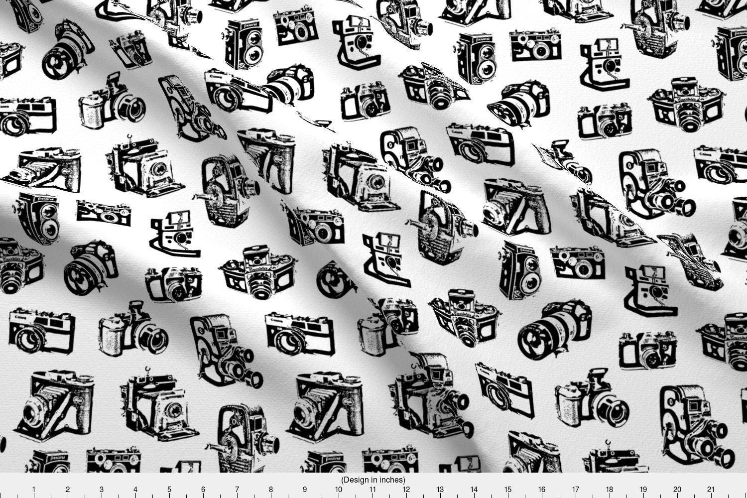 Cameras Fabric Stylized Vintage Cameras By Thin Line