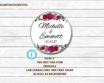 EDITABLE Wedding Tags Printable Floral Wedding Labels