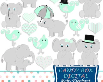 Gray Elephant Clipart Baby Blue and grey peanut clip art png