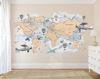 World map sticker | Etsy