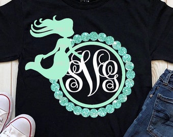 Mermaid monogram svg | Etsy