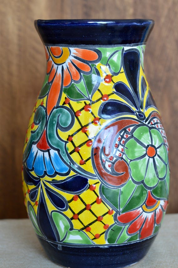 Elegant blue talavera vase