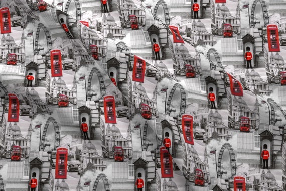 United Kingdom Fabric London In Gray And Red By Stofftoy