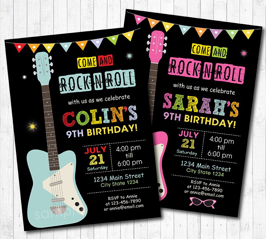 Rock And Roll Party Invitations
