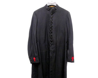 Men's Gothic Steampunk Coat Vampire Duster Black Wool